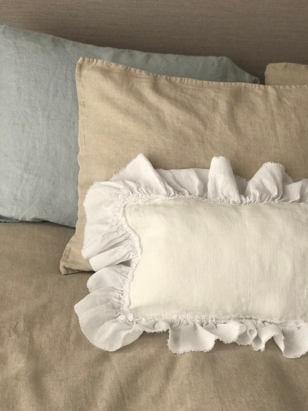 Ruffled Pillow Shams | Pillow Cover | Shabby Chic Bedding - Etsy