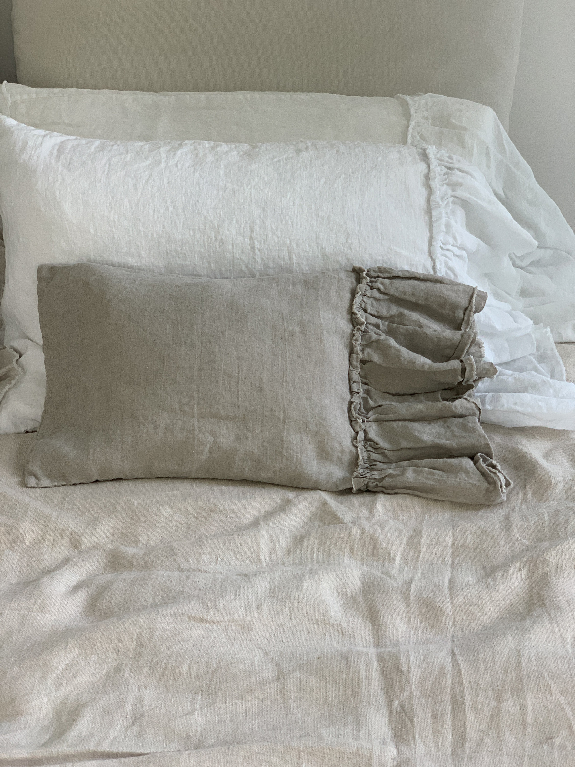 Ruffled Pillowcase | Ruffled Pillow Shams | Linen Bedding | Shabby Chic ...