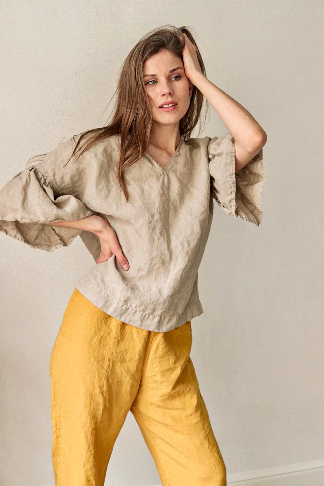 Linen Top LORA, Linen Shirt, Linen Tunic, Linen Tops for Women - Etsy