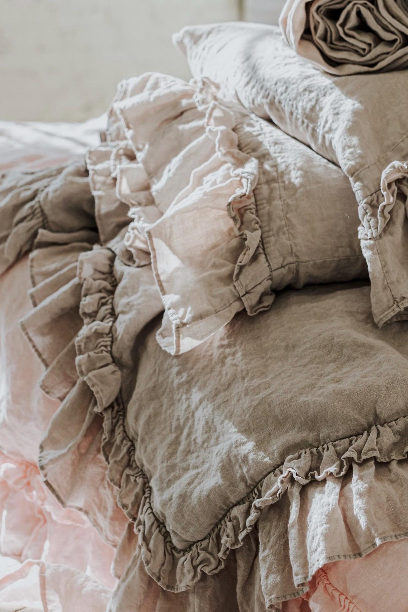 Ruffled Pillowcases | Set of TWO | Ruffled Pillow Shams | Shabby Chic ...