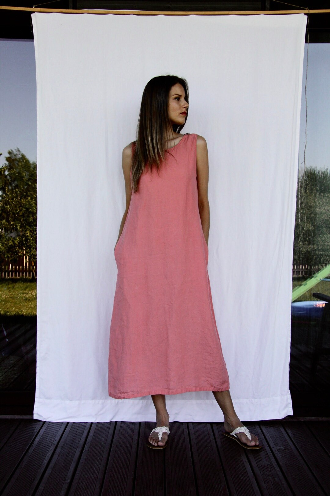 Linen Dress LOTE , Long Linen Dress, Sleeveless - Etsy