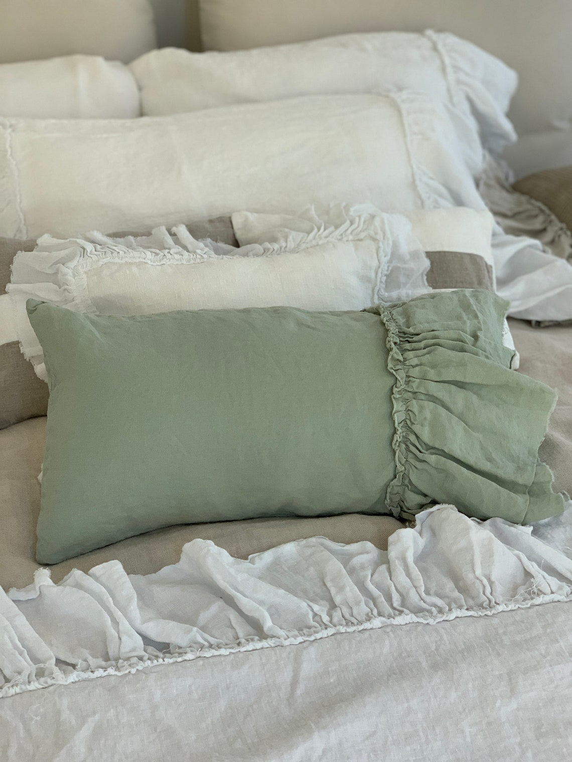 Ruffled Pillow Case Shabby Chic Bedding - Etsy