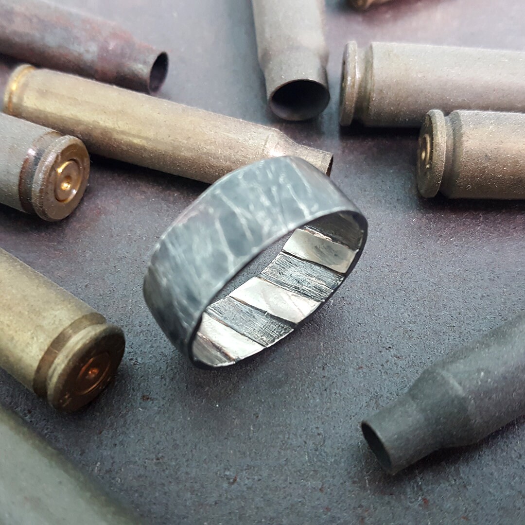 Revenant Ring 9mm, Traditional Rifled Gun Barrel Silver Ring, Veteran ...