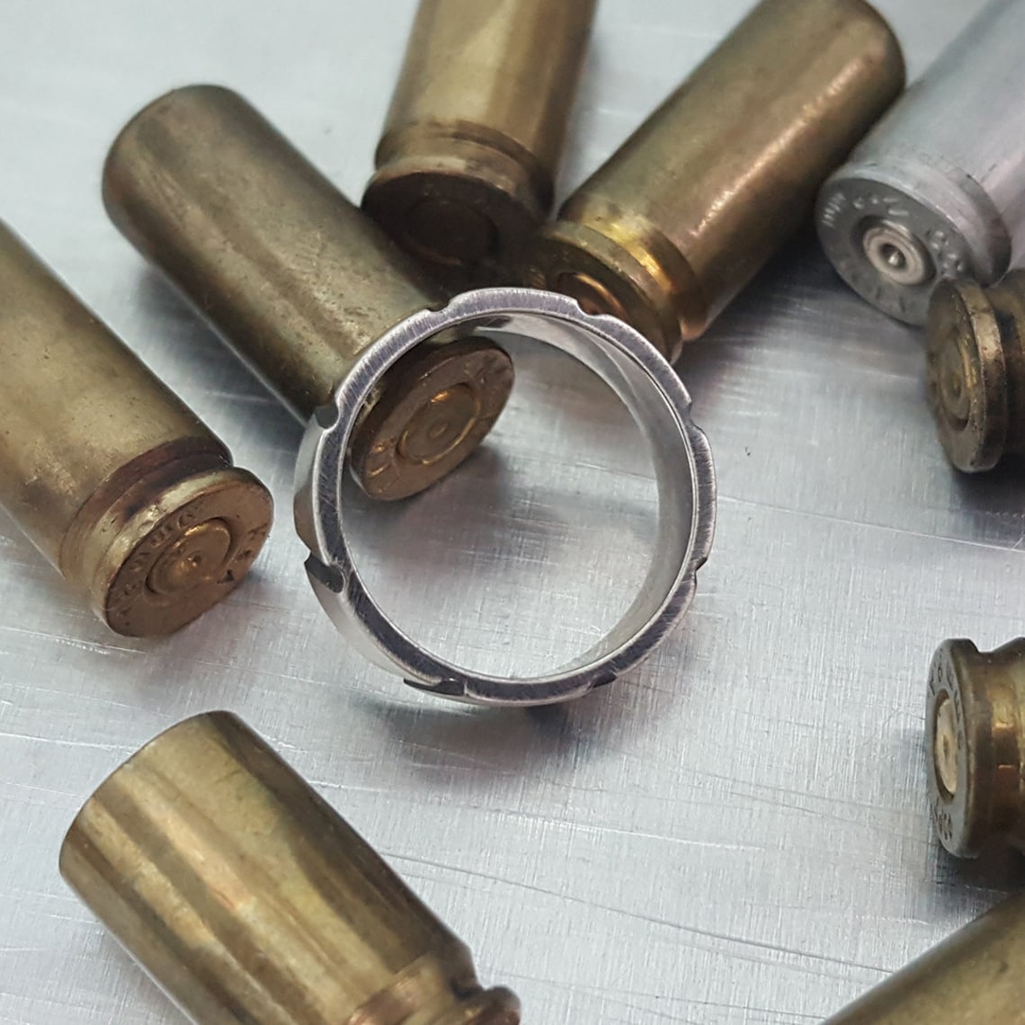 Bullet Ring Groove Gun Barrel Rifling Oxidized Silver Band - Etsy