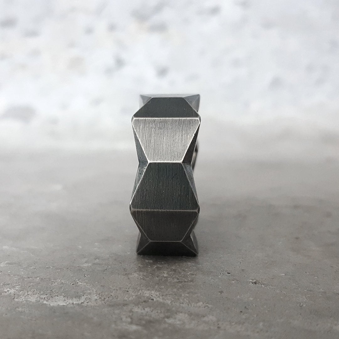 Cyber Ring Cyberpunk Heavy Faceted Silver Band Large - Etsy