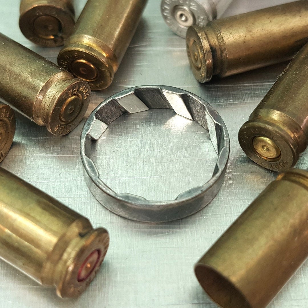 Gun Barrel Ring - Traditional Rifling Oxidized Silver Band, Wild West ...