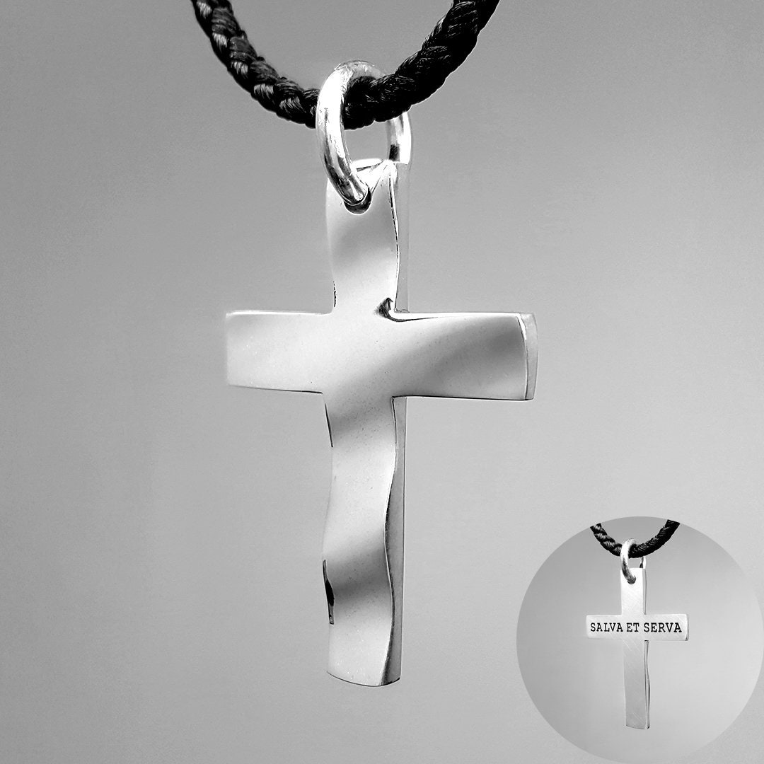 SALVA Et SERVA Silver Cross, Polygonal Rifled Gun Barrel Pendant ...