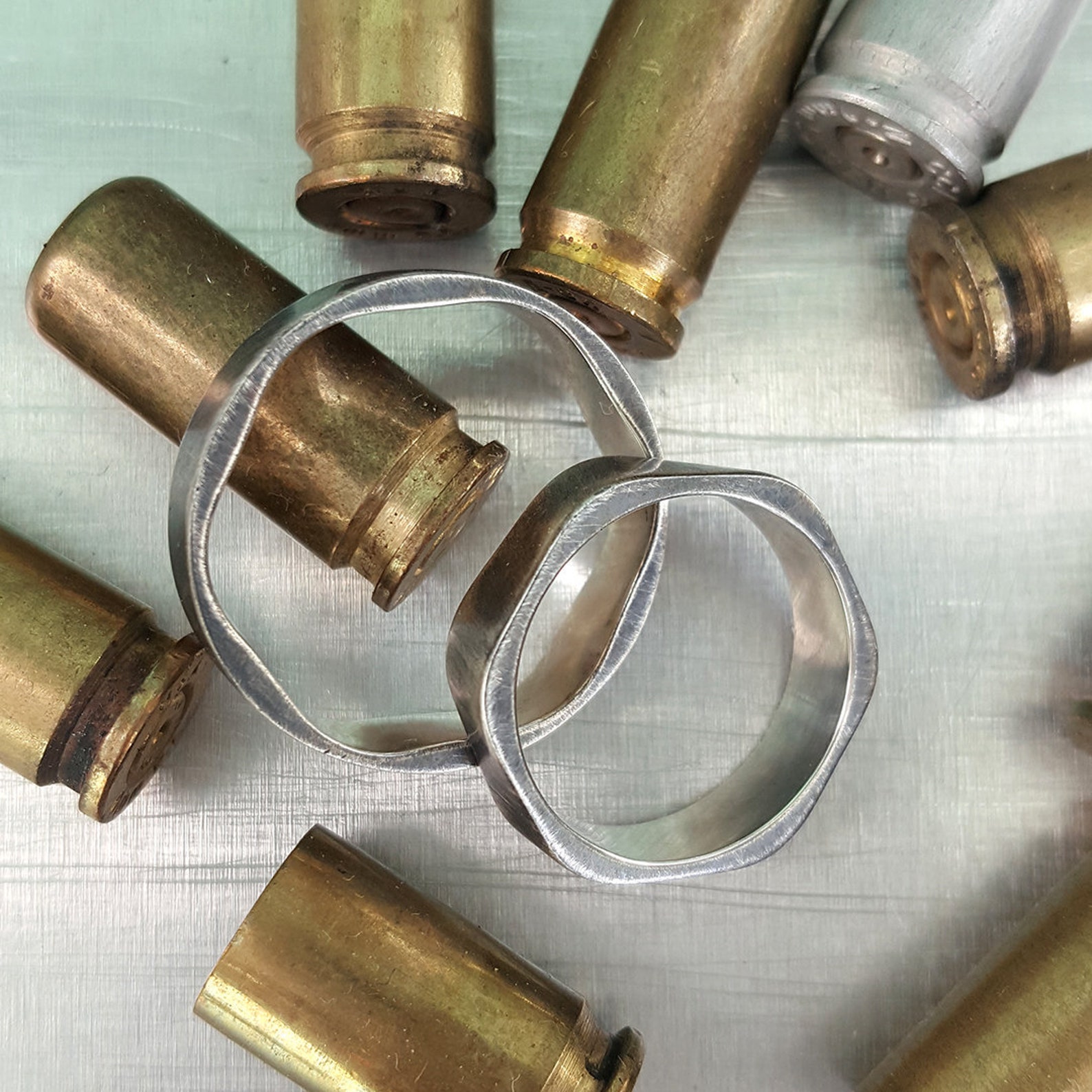 Gun & Bullet Rings Polygonal Rifling Oxidized Silver Bands - Etsy UK