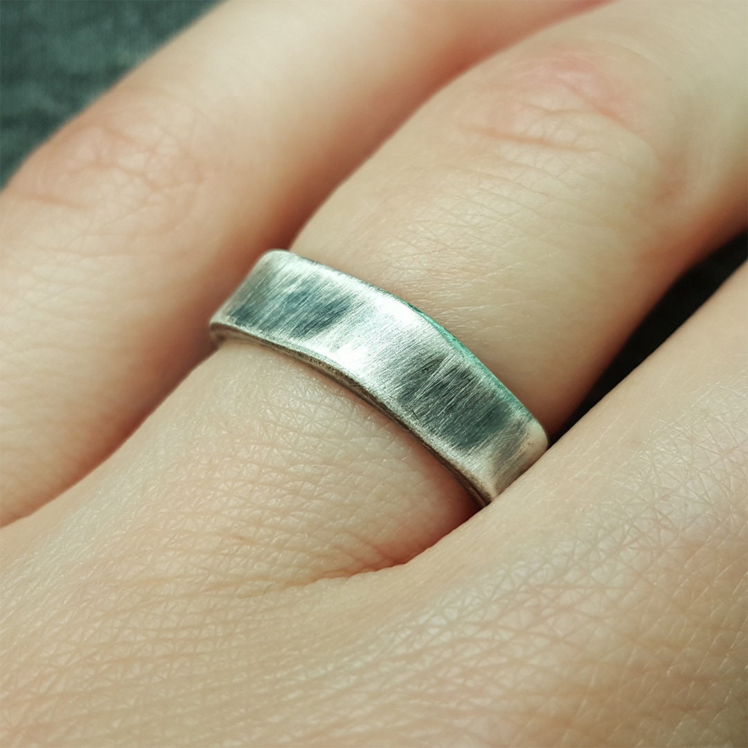 Gun & Bullet Rings Polygonal Rifling Oxidized Silver Bands - Etsy UK