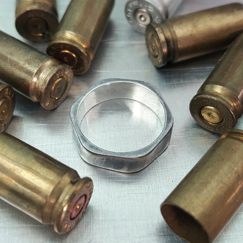 Bullet Ring Polygonal Gun Barrel Rifling Oxidized Silver - Etsy