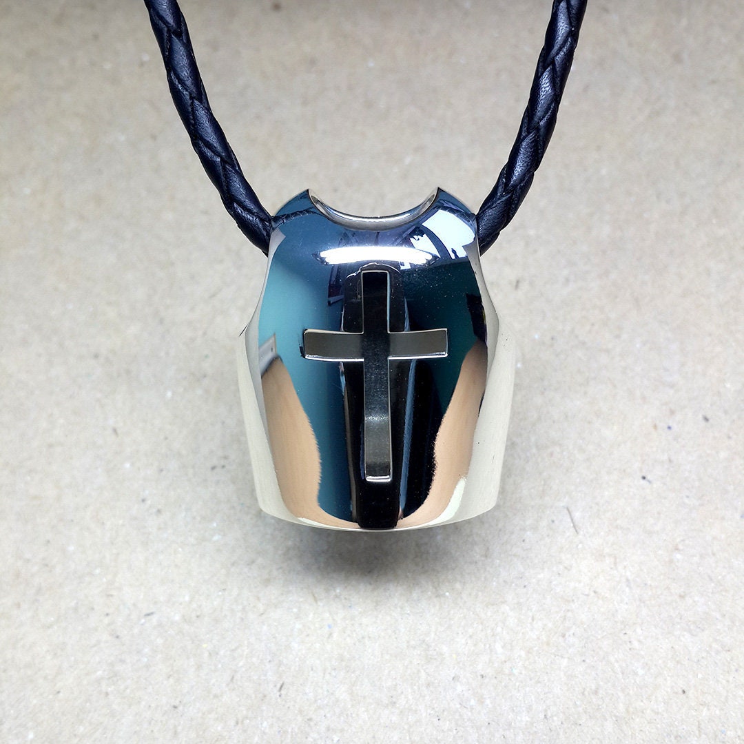 Knight's Armour Silver Mens Pendant, Crusader Heavy Cross With Back ...