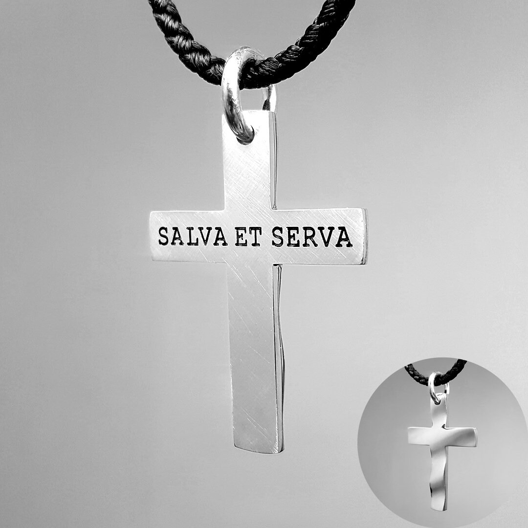 SALVA Et SERVA Silver Cross, Polygonal Rifled Gun Barrel Pendant ...