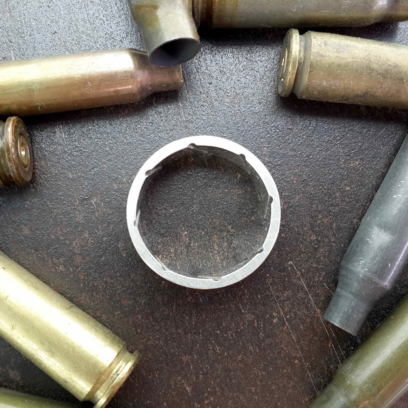 Gun Barrel Ring 9mm Groove Rifling, Military Silver Ring, Unique Mans ...