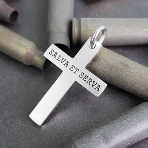 SALVA Et SERVA Silver Cross, Polygonal Rifled Gun Barrel Pendant ...