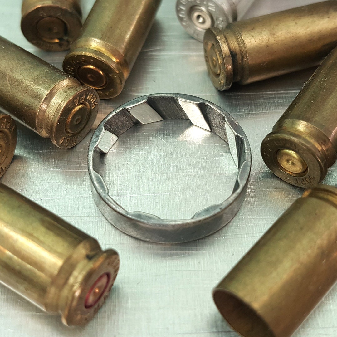 Gun & Bullet rings Traditional Rifling oxidized silver | Etsy