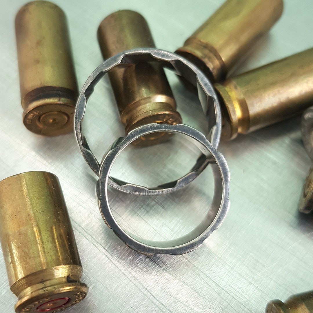 Gun & Bullet rings Traditional Rifling oxidized silver | Etsy