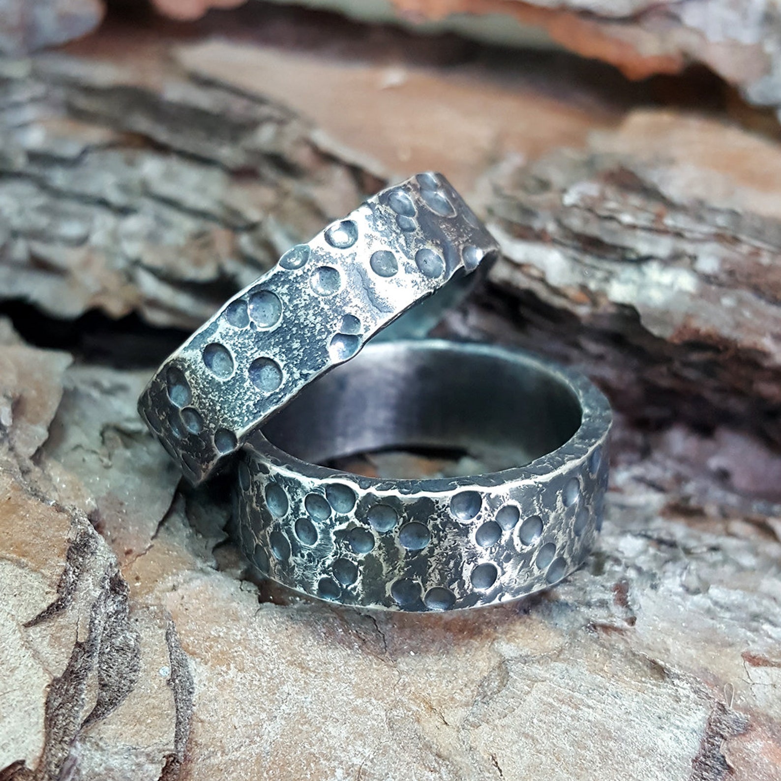Gunshot Wedding Rings Set, Shotgun Rings, Smooth Barrel Silver Rings ...
