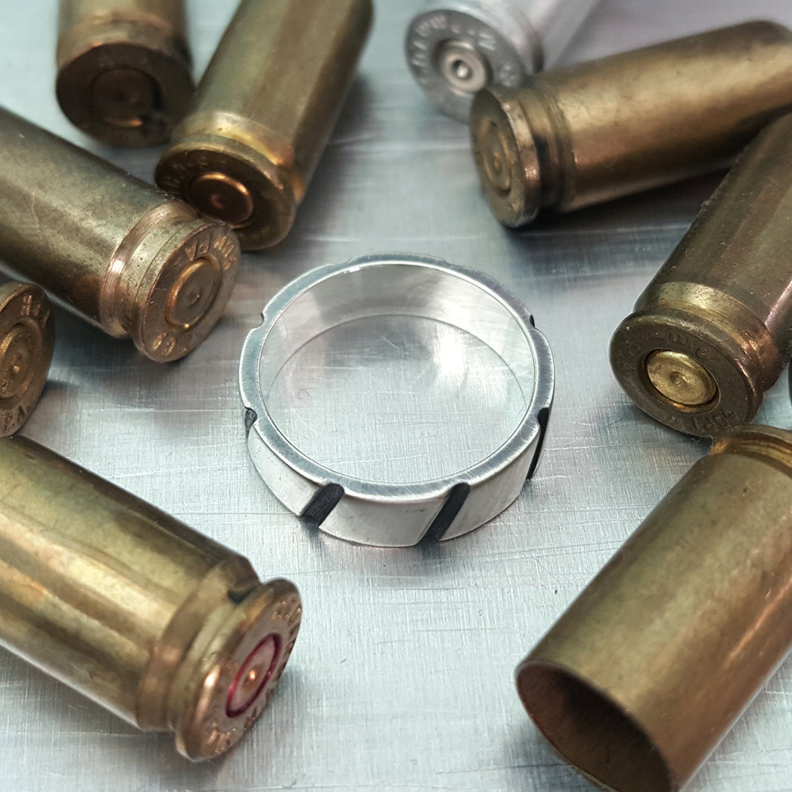 Gun & Bullet Rings Groove Rifling Oxidized Silver Bands - Etsy UK