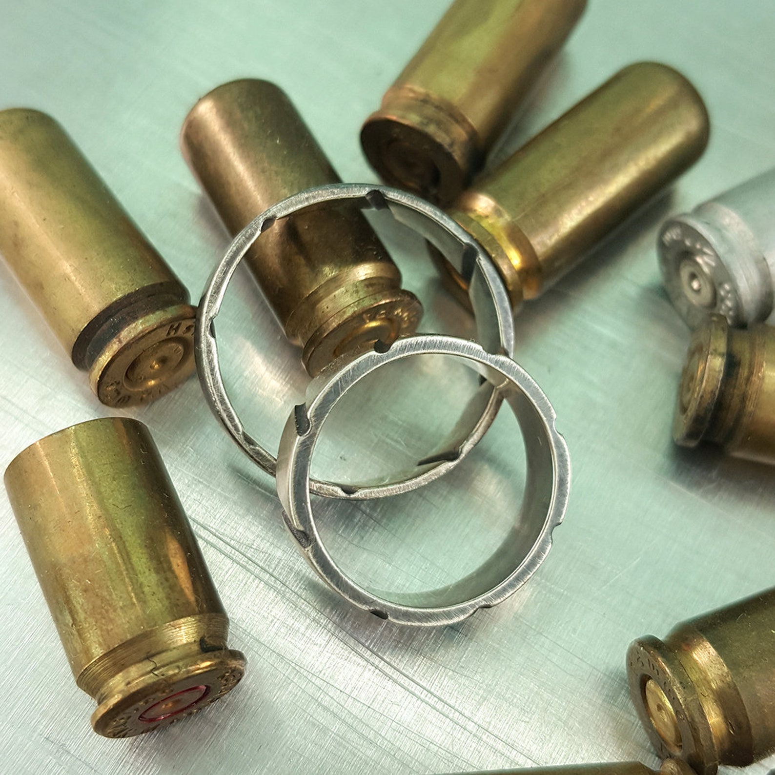 Gun & Bullet Rings Groove Rifling Oxidized Silver Bands - Etsy UK