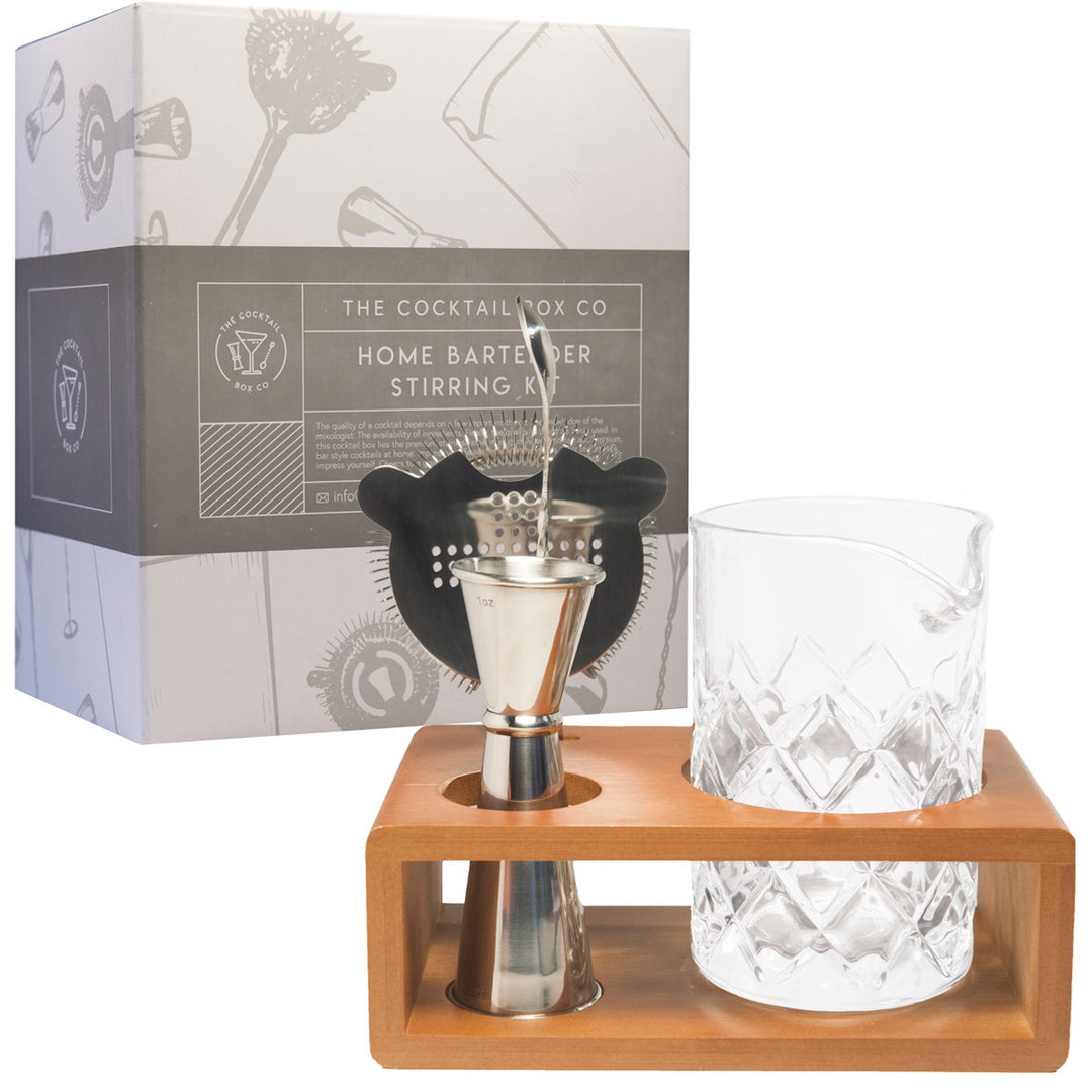 Bartender Crystal Glass Cocktail Stirring Kit the Cocktail Box Co ...