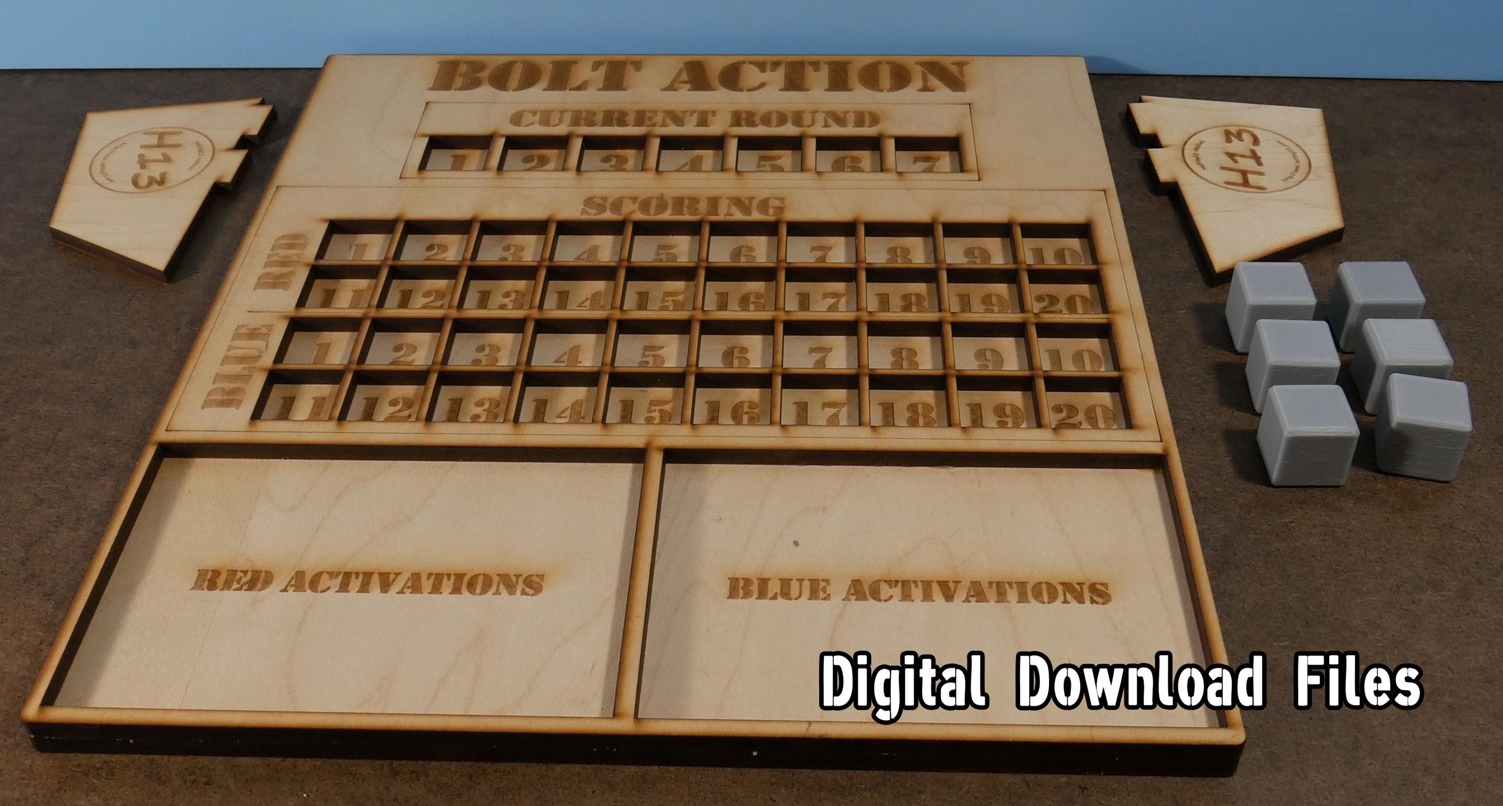 Bolt Action Dashboard Scoreboard Tracker, Digital Files (lightburn and ...