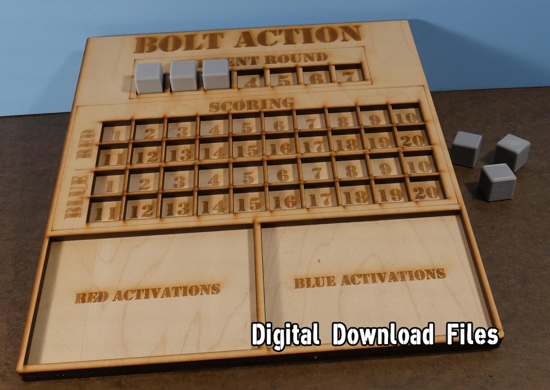 Bolt Action Dashboard Scoreboard Tracker, Digital Files (lightburn and ...