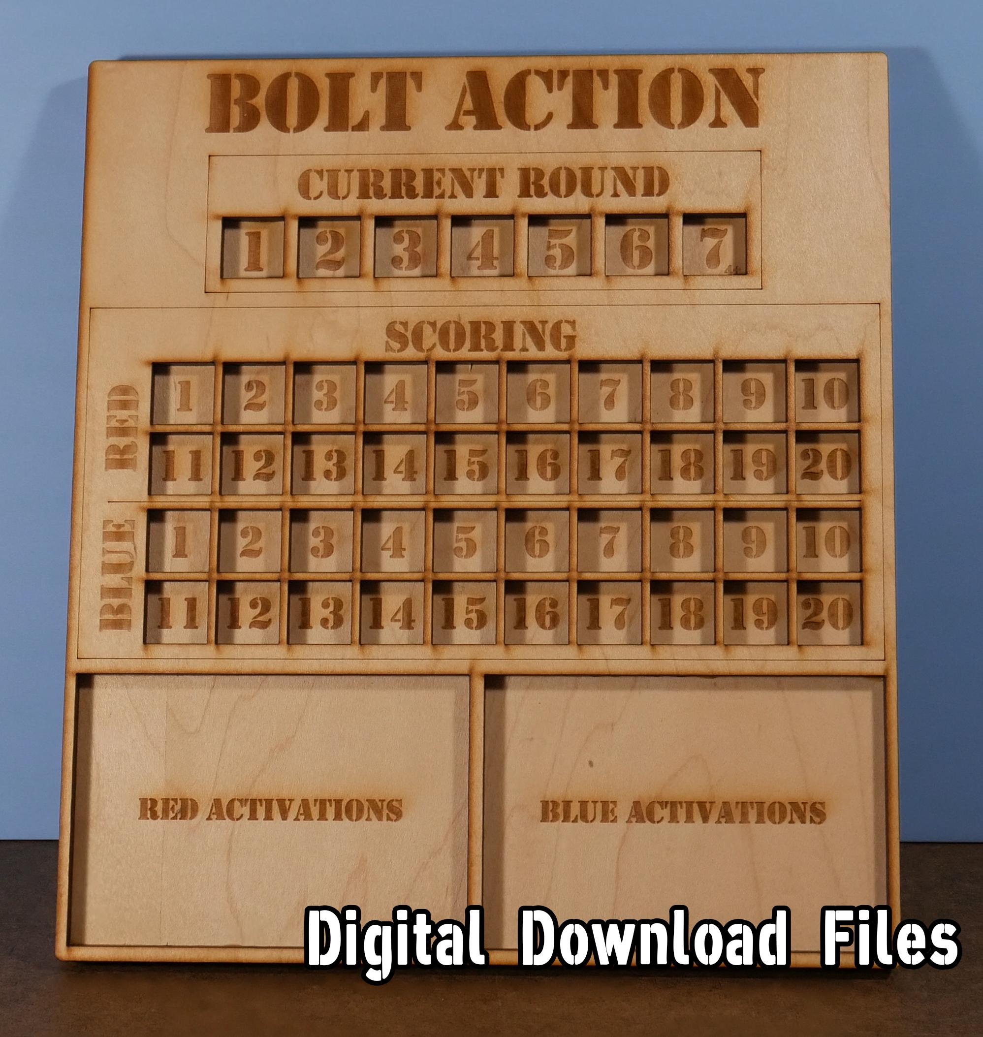 Bolt Action Dashboard Scoreboard Tracker, Digital Files (lightburn and ...