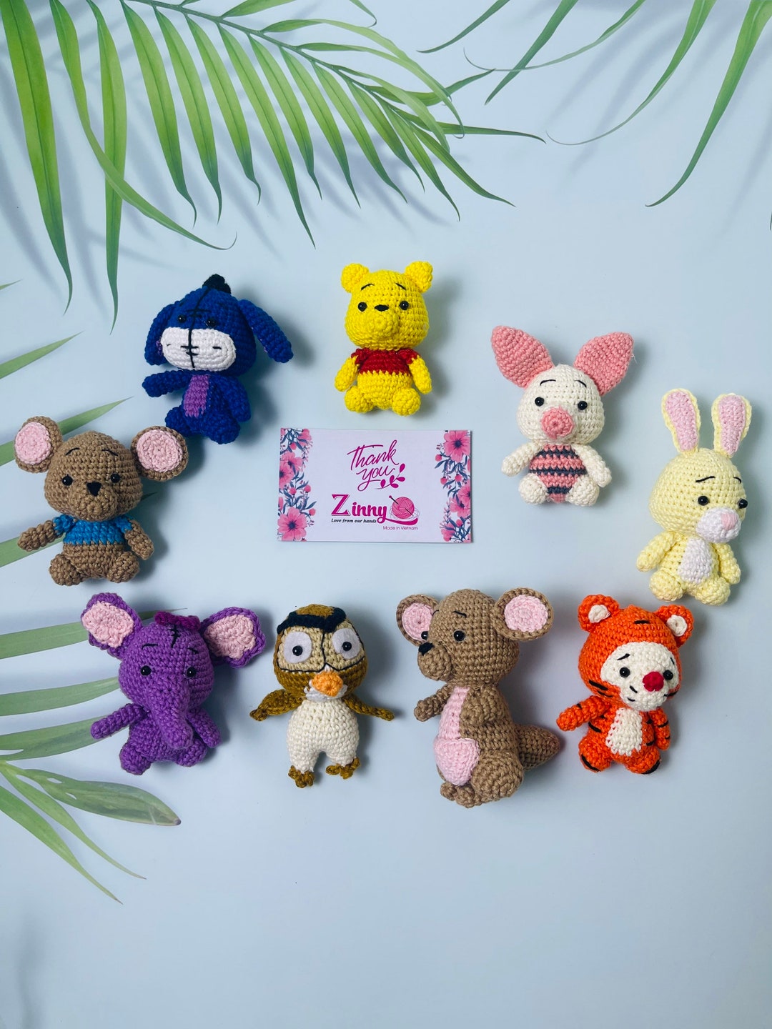 Handmade Mini Winnie the Pooh and Friends,set of 9 Animals,baby Shower ...