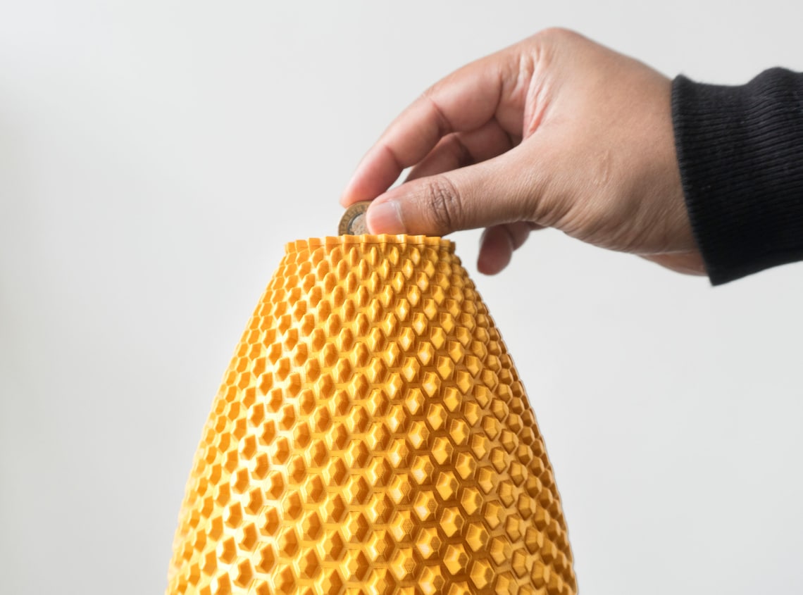 Gold Money Box Unique Modern Piggy Bank Couple Savings Pot - Etsy UK