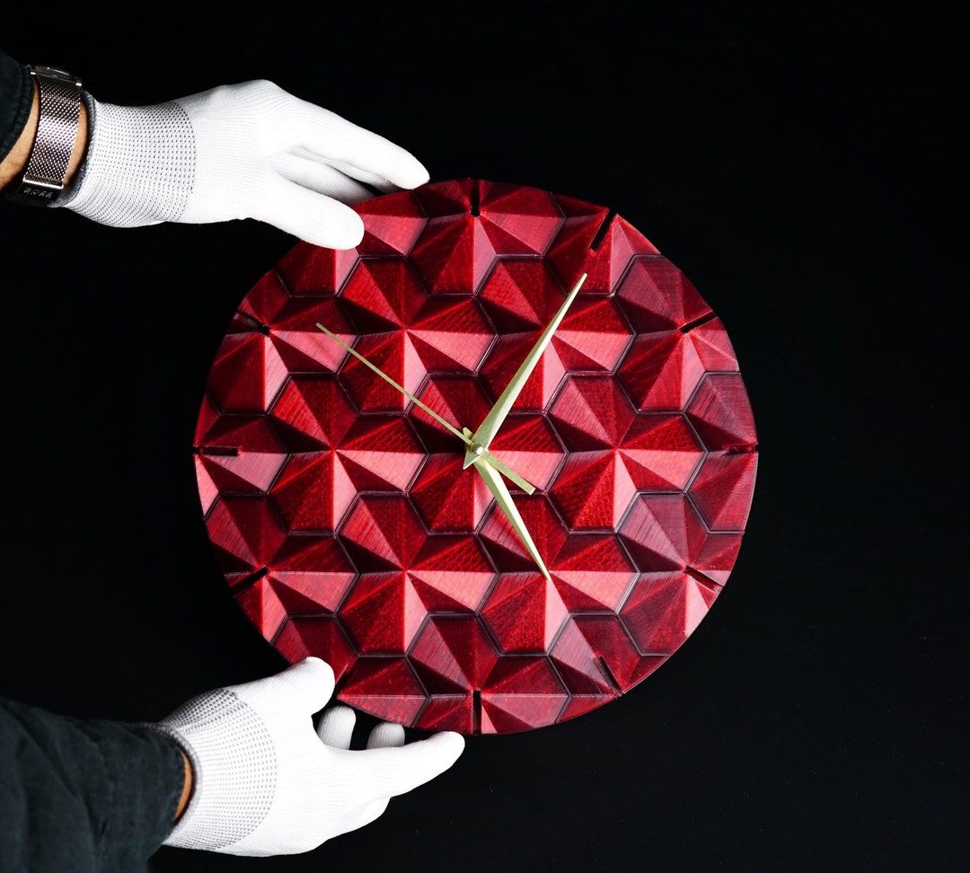 Crimson Red Wall Clock Hanging Clock Best Friend Gifts Modern Clocks ...