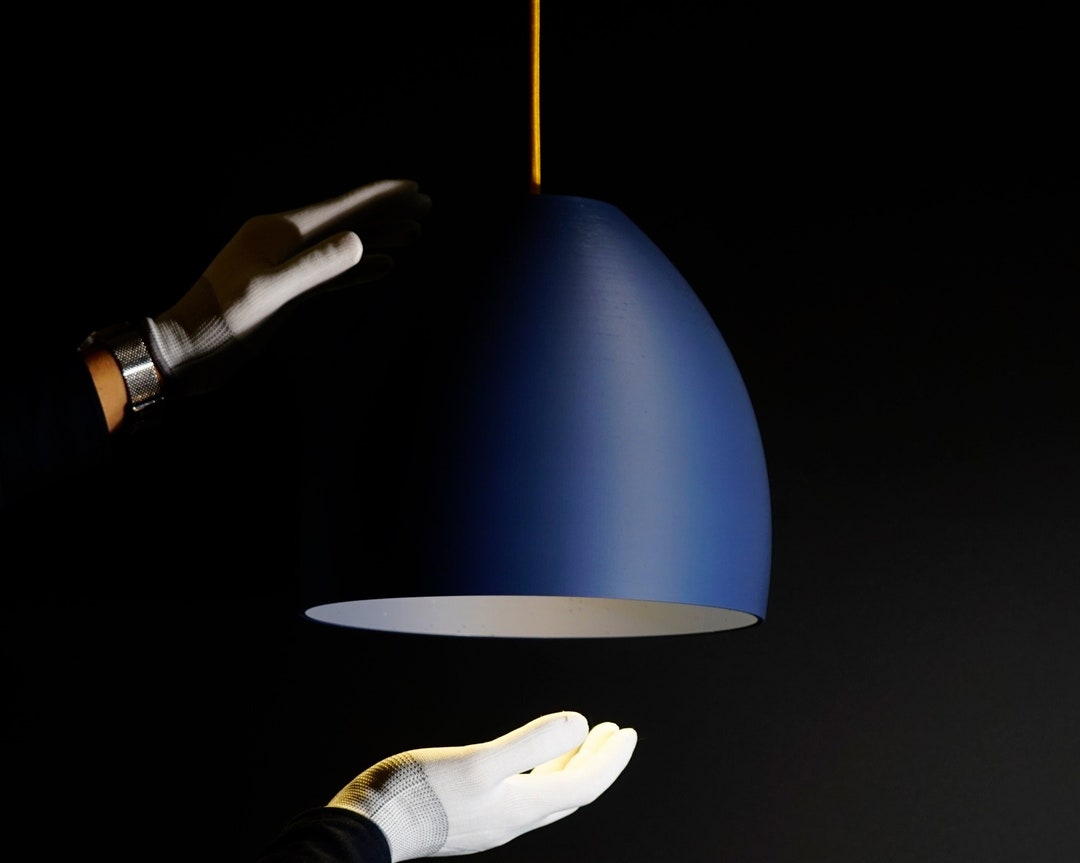 Minimal Elegant Modern Lamp Shade, Hanging Pendant Lamp, Blue Lamp ...