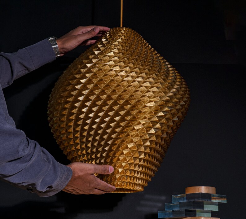 Large Gemstone Lampshade Pendant Light H50cm X W42cm in Sun Gold - Etsy