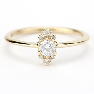 Engagement Ring Diamond Yellow Gold Engagement Ring Unique - Etsy