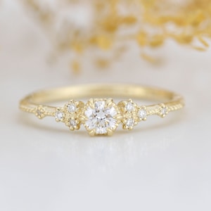 Simple Diamond Ring Round Diamond Ring Perfect Gold Ring - Etsy