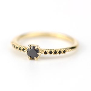 Simple Engagement Ring, Black Diamond Engagement Ring, Black Diamond ...