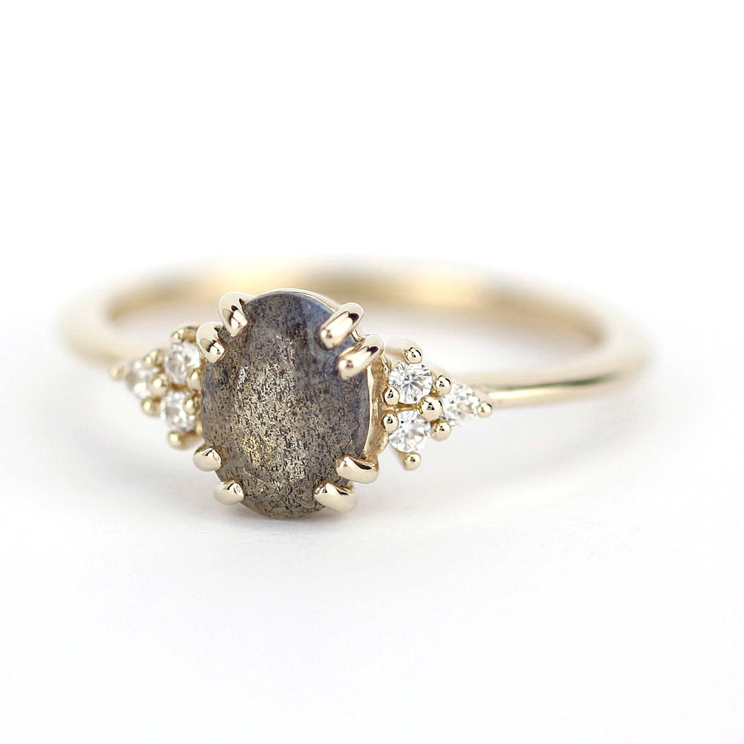 Oval Labradorite Ring, Unique Ring Labradorite, Engagement Ring ...