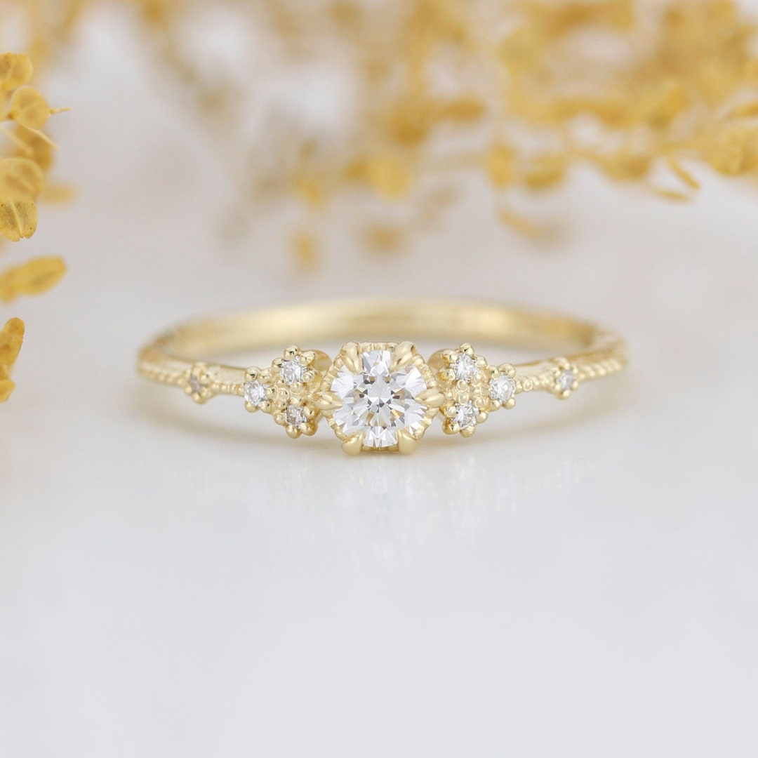 Simple Diamond Ring Round Diamond Ring Perfect Gold Ring - Etsy