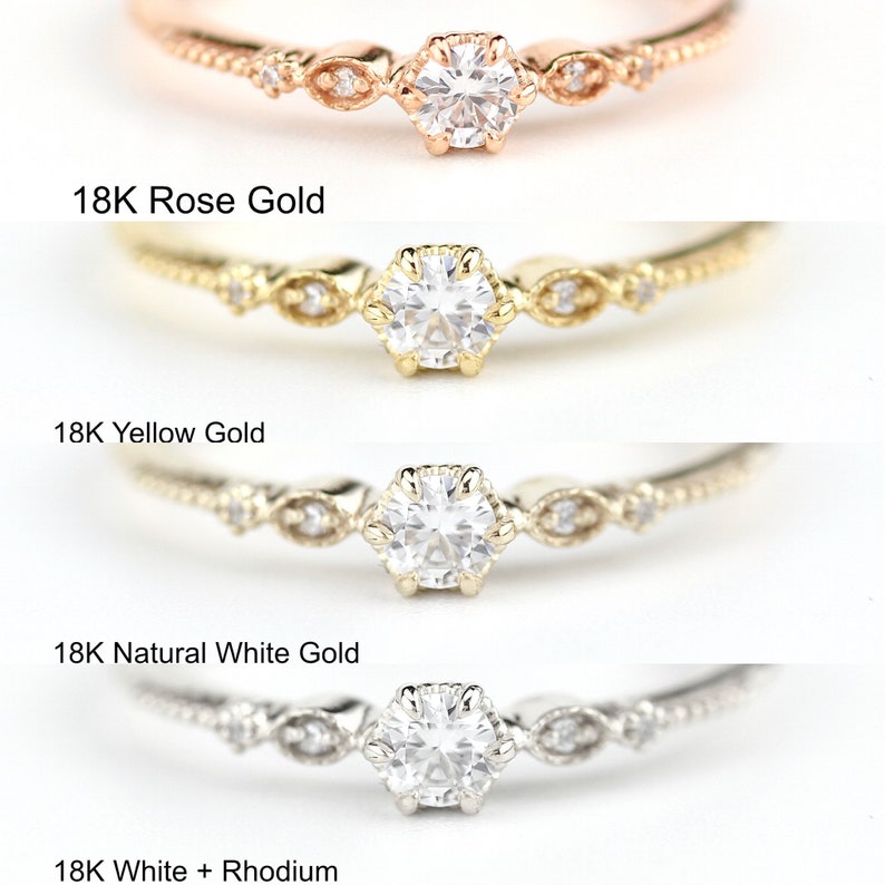 Simple Diamond Engagement Ring Delicate Engagement Ring - Etsy