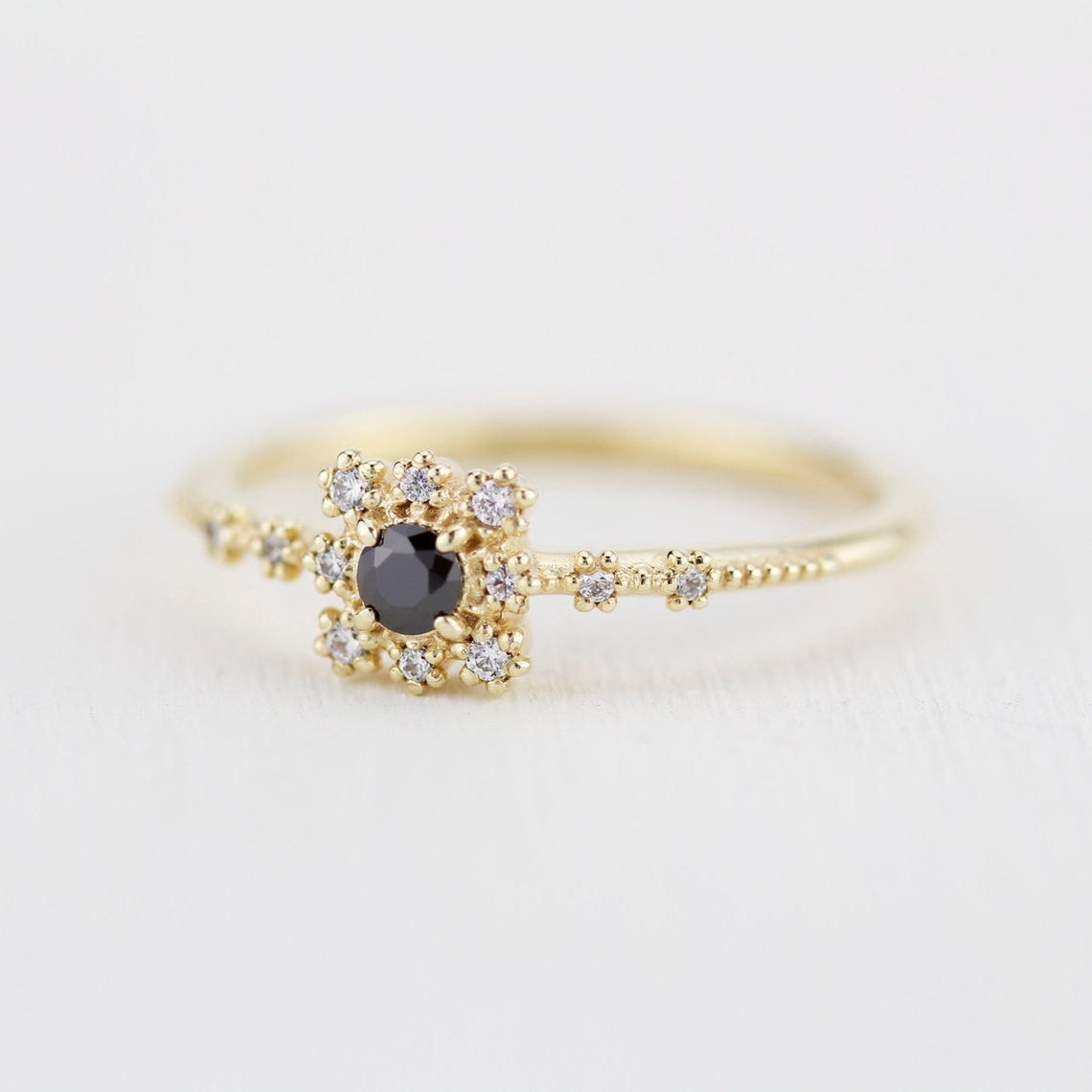 Simple Engagement Ring With Square Halo Square Ring - Etsy