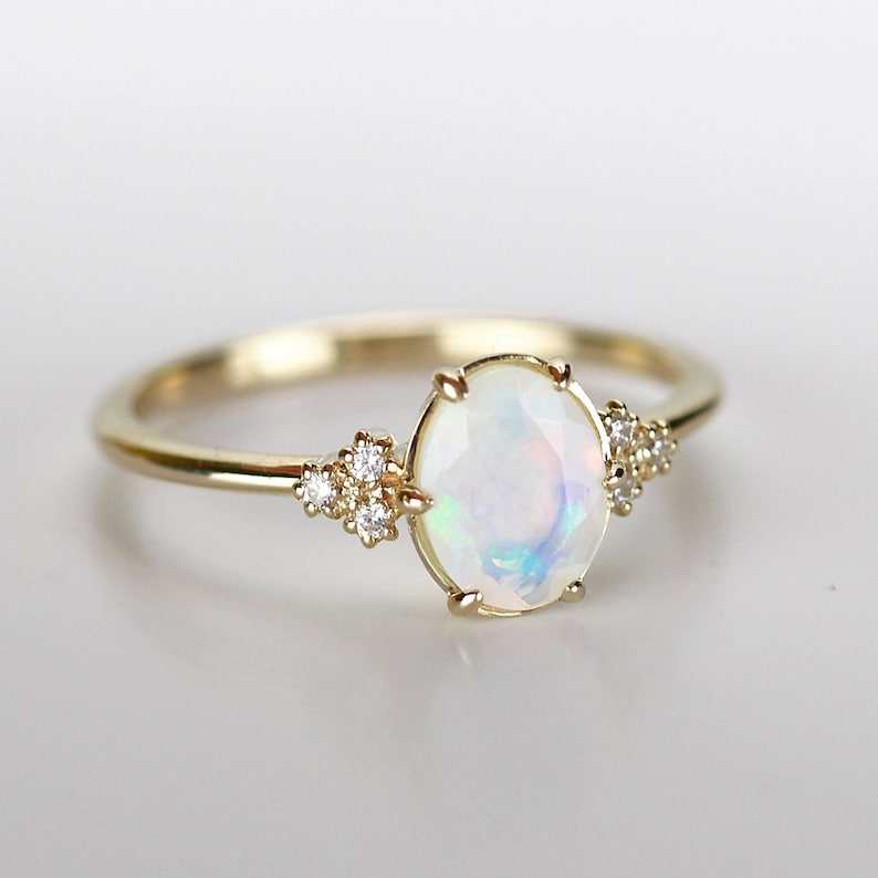 Oval Opal Engagement Ring Diamonds R 260 OP | Etsy