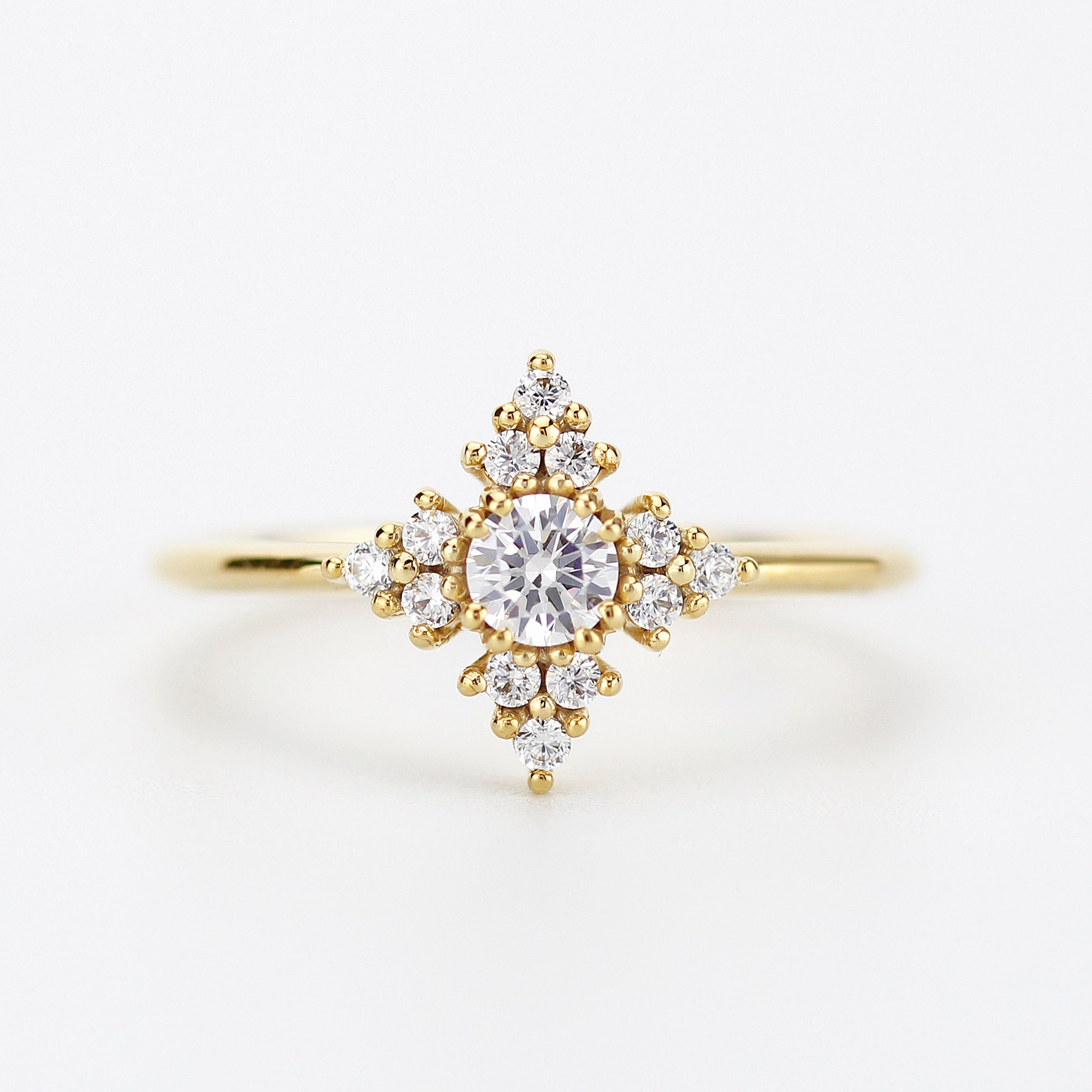Diamond Engagement Ring Snowflake Ring Unique Engagement | Etsy