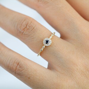 Simple Engagement Ring Diamond Halo Ring Unique Black | Etsy