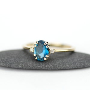 Simple Engagement Ring, London Blue Topaz Engagement Ring, Oval ...