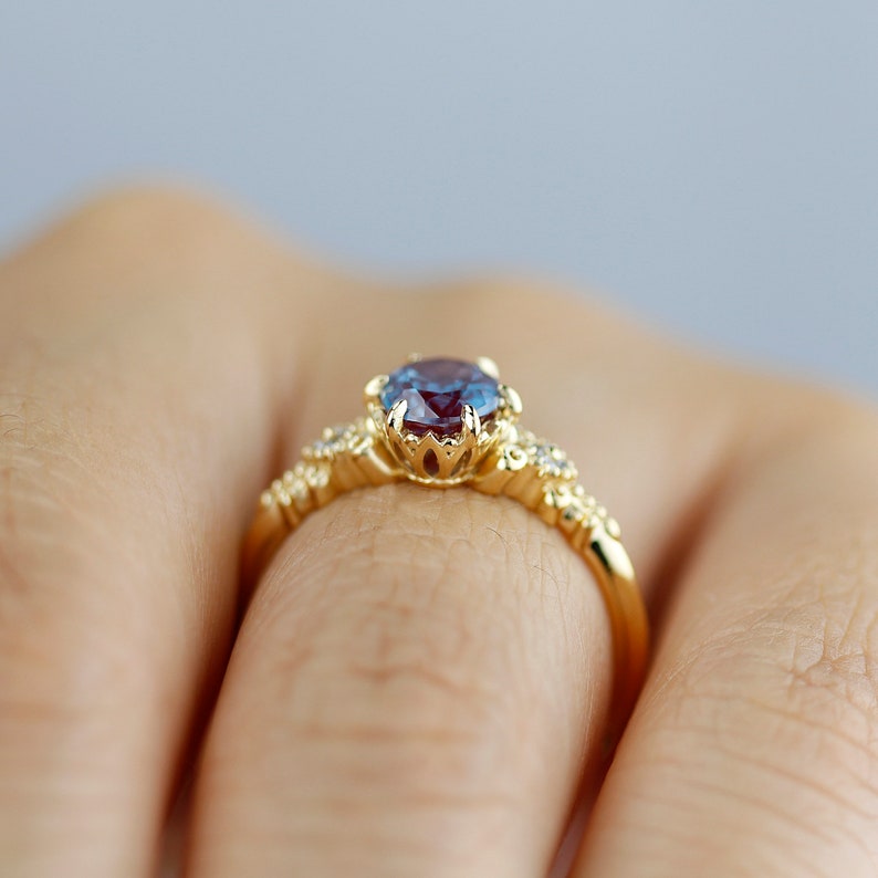 Alexandrite engagement ring oval engagement ring diamonds | Etsy