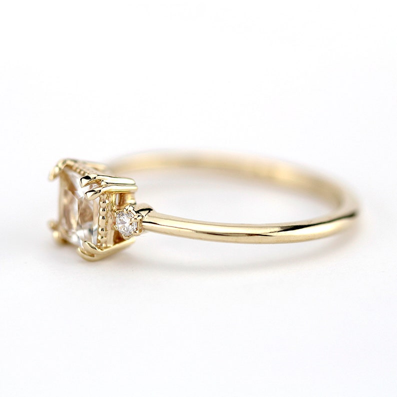 Delicate Diamond Ring Princess Cut Engagement Ring Princess | Etsy