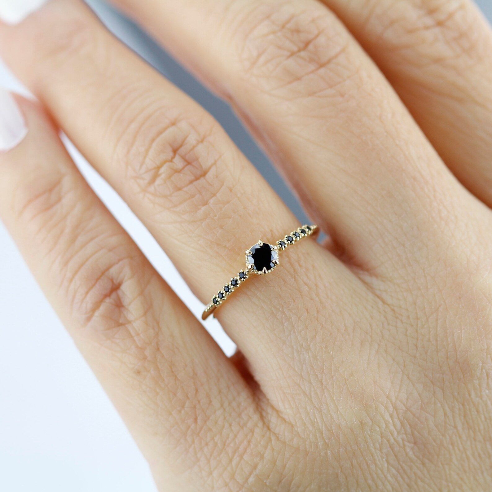 Simple Engagement Ring Black Diamond Engagement Ring Black - Etsy