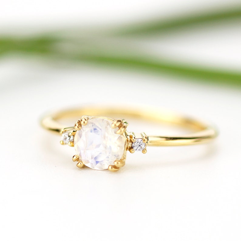 Moonstone Engagement Ring Simple Engagement Ring Minimalist - Etsy