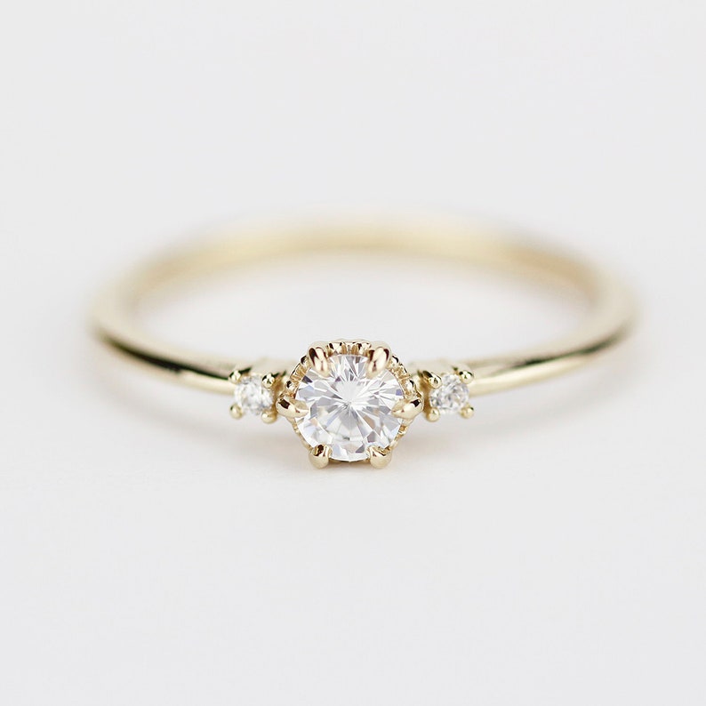 Simple Engagement Ring Delicate Engagement Ring Dainty Etsy