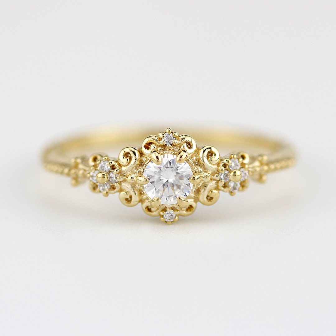 Baroque Style Engagement Ring, Art Deco Engagement Ring, Art Deco Ring ...