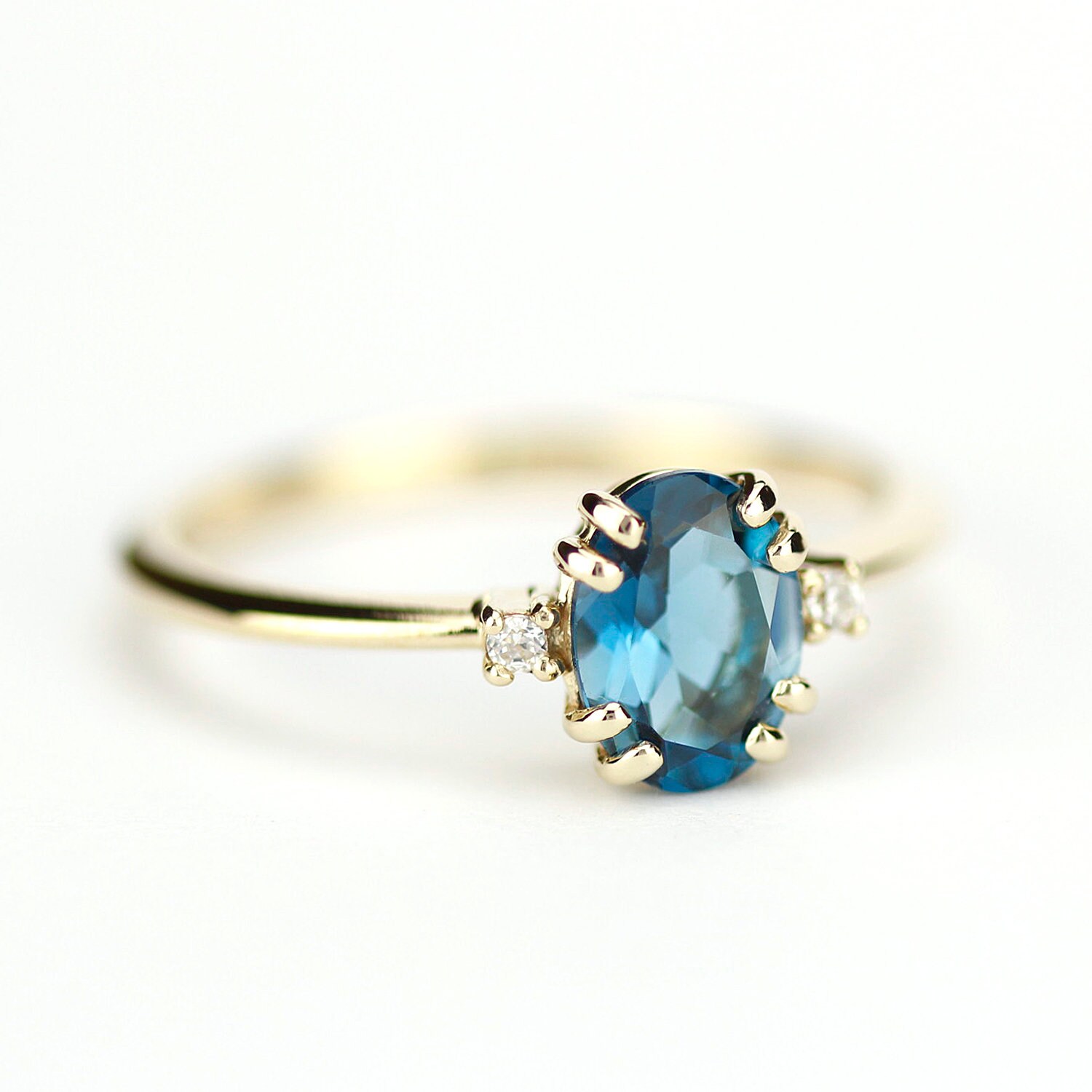 Simple engagement ring London blue topaz engagement Ring | Etsy